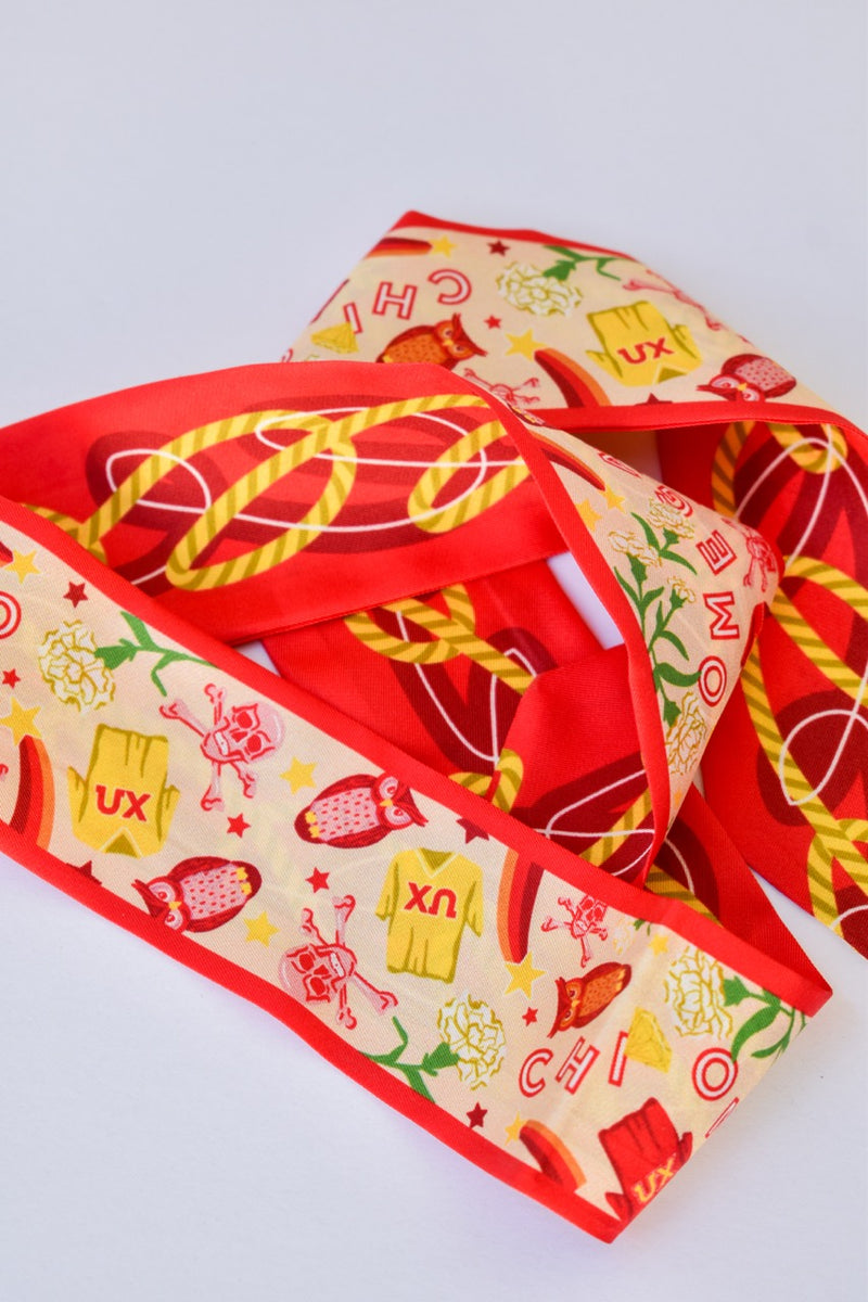 Chi Omega Skinny Scarf – Saturday Silks